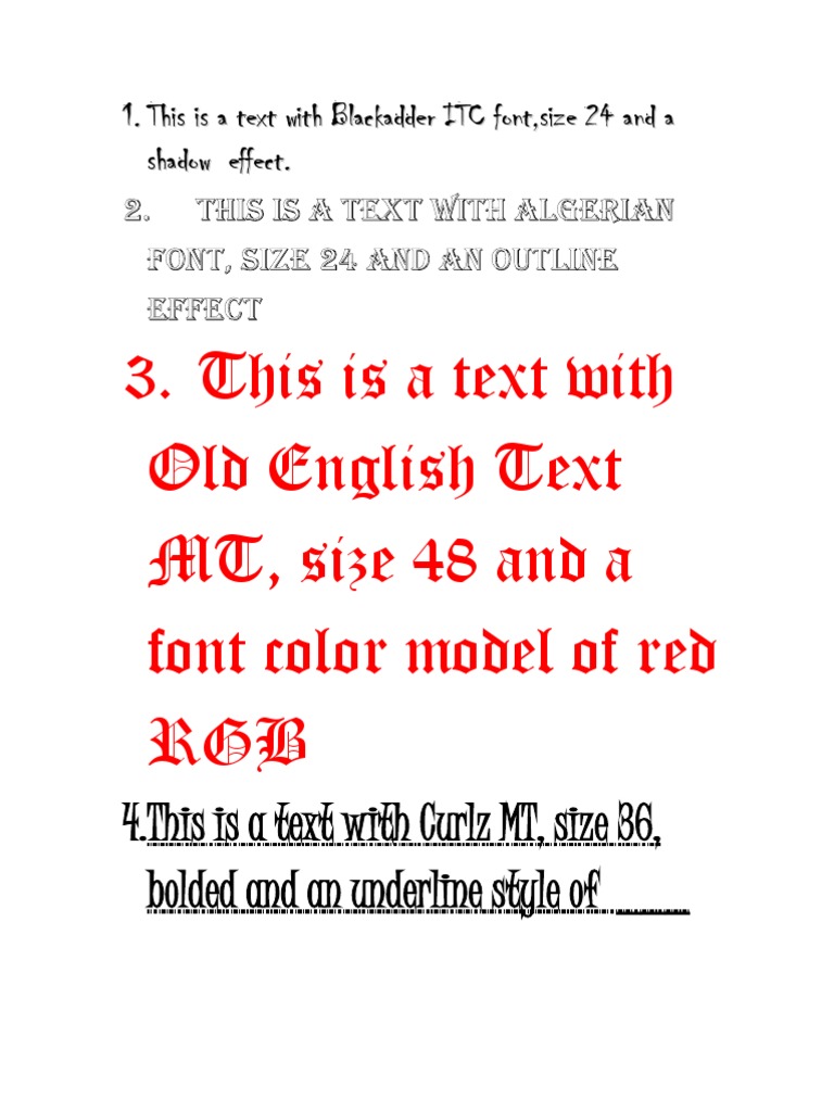Font Examples: Styles & Sizes | PDF