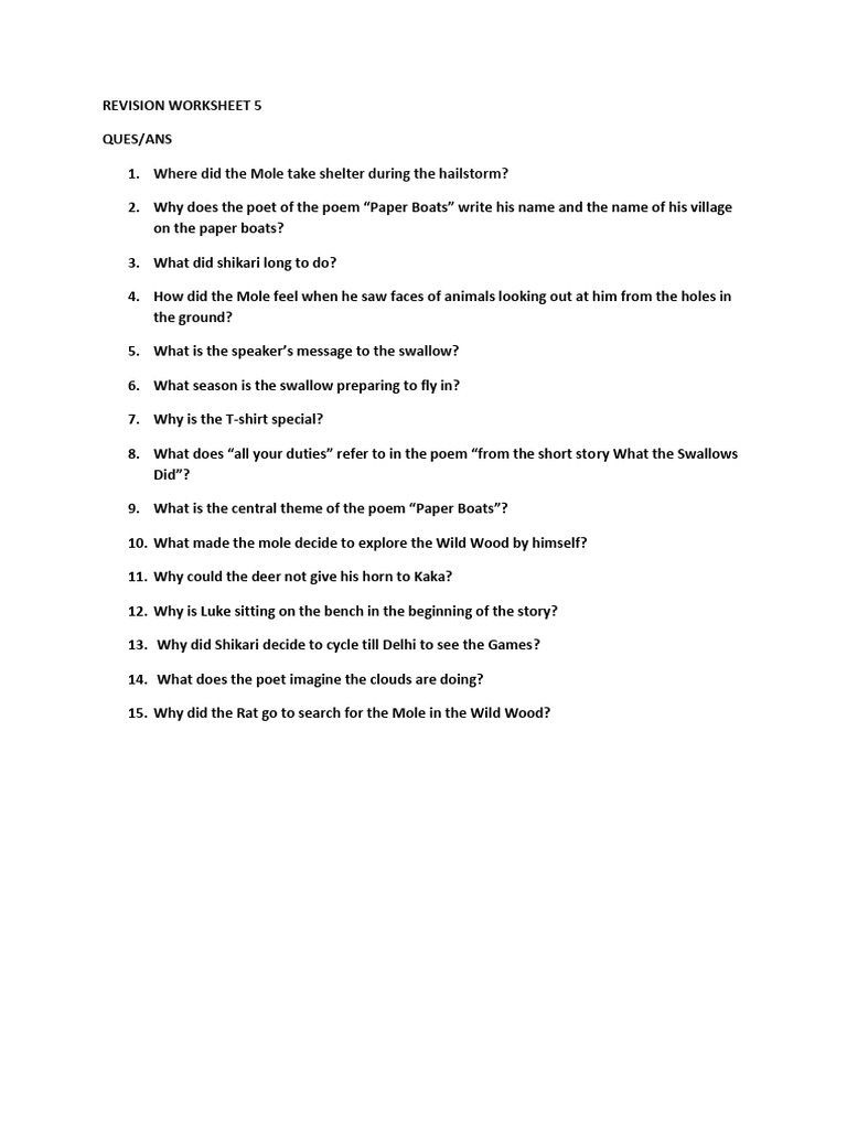 Grade 3 Revision Worksheet | PDF