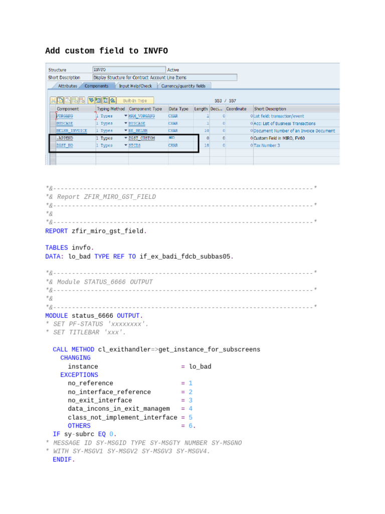 Add Custom Field To MIRO, MIR7, FV60 - Basic Tab | PDF | Computing ...