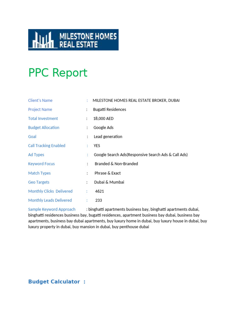 Milestone Homes Real Estate Media Plan | PDF | Marketing | E Commerce