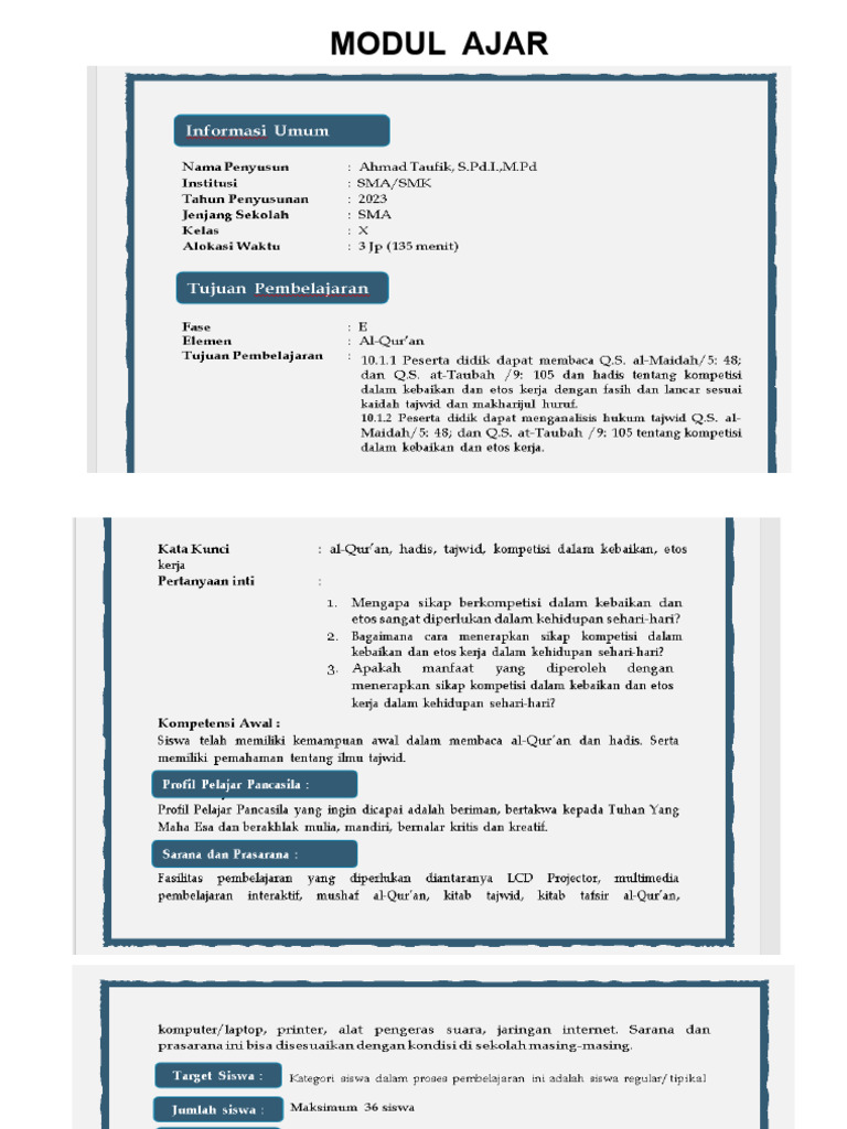 Contoh Modul Ajar | PDF