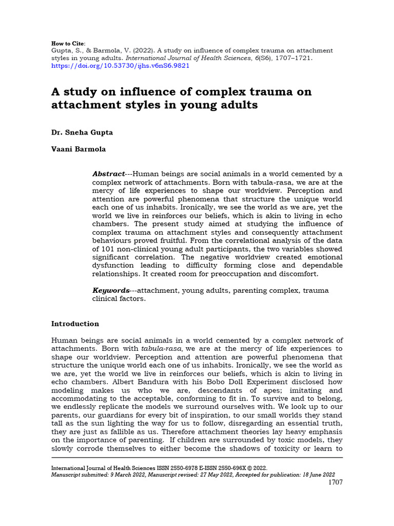 Complex Trauma's Impact on Attachment Styles | PDF | Attachment Theory ...