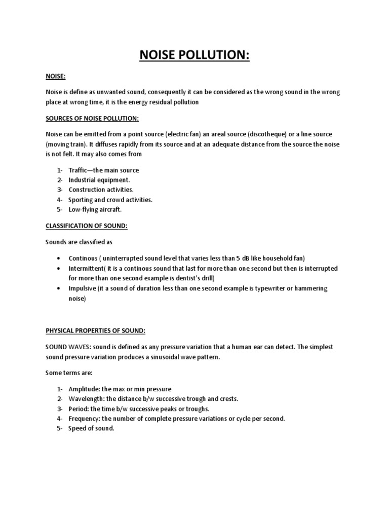 Noise Pollution | PDF | Sound | Noise