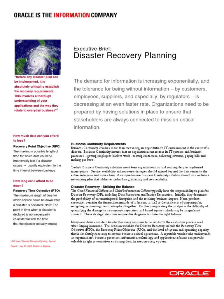 Disaster Recovery Exec Brief 069248 | Download Free PDF | Disaster ...