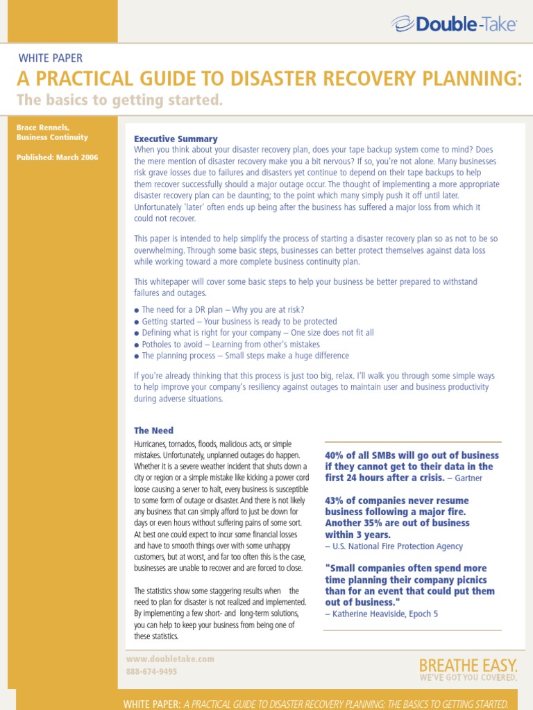 A Practical Guide To Disaster Recovery Planning:: The Basics To Getting ...