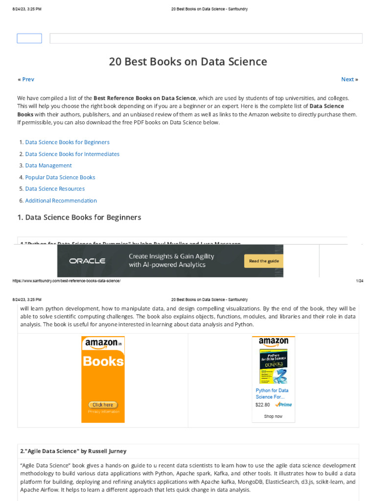 Top 20 Data Science Books Reviewed | PDF | Data Science | Analytics