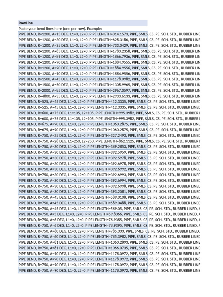 Pipe Bend Internal Area Template | PDF | Pipe (Fluid Conveyance ...