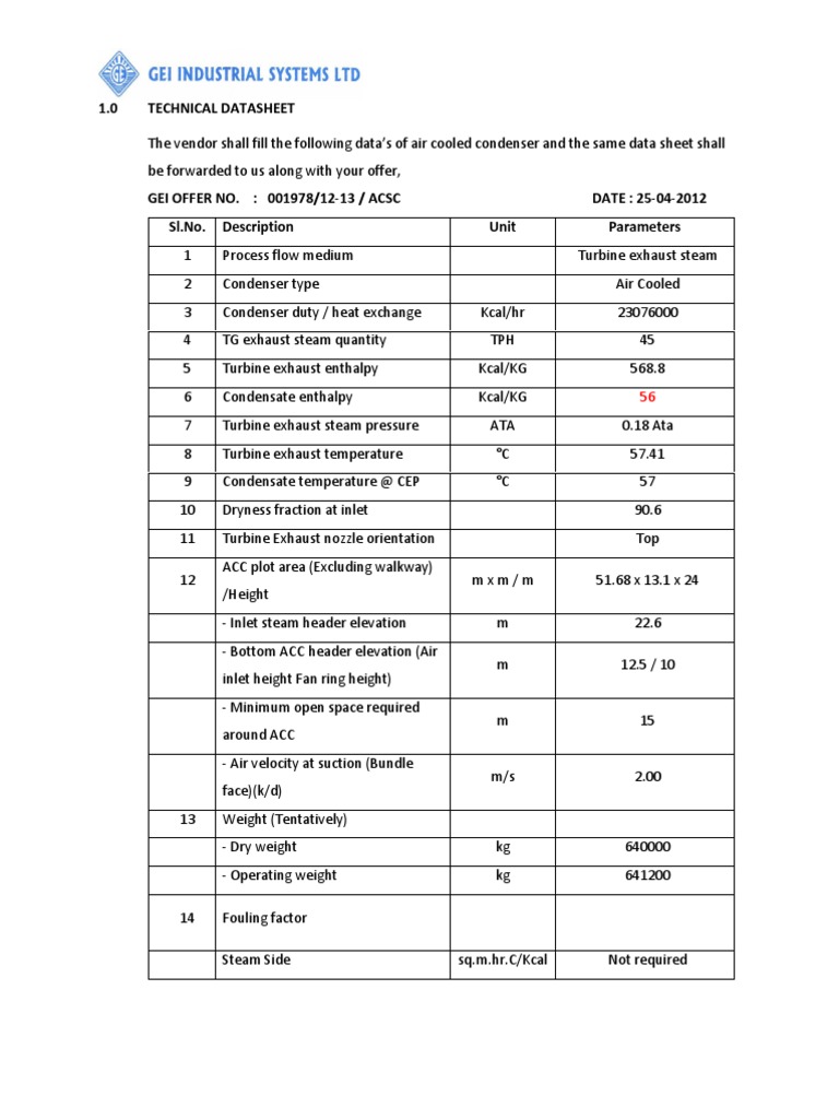 Data Sheet | PDF | Mechanical Fan | Steam