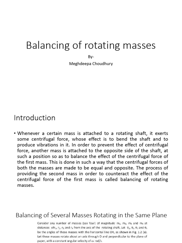 Balancing Rotating Masses Explained | PDF