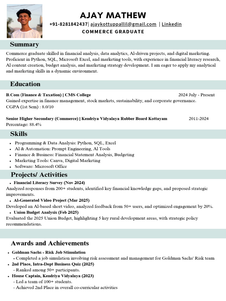 Resume.pdf Ajay Mathew | PDF