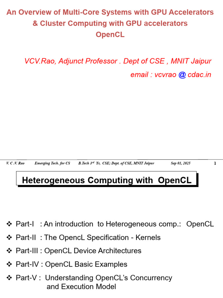 04 EmergingTech GPU Opencl Implementation MNIT Jaipur Sep02 2025 | PDF | Graphics Processing ...