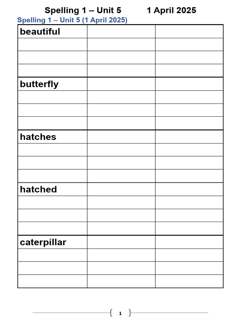 Spelling Unit 5 Exercises and Words | PDF | Foods | Cuisine