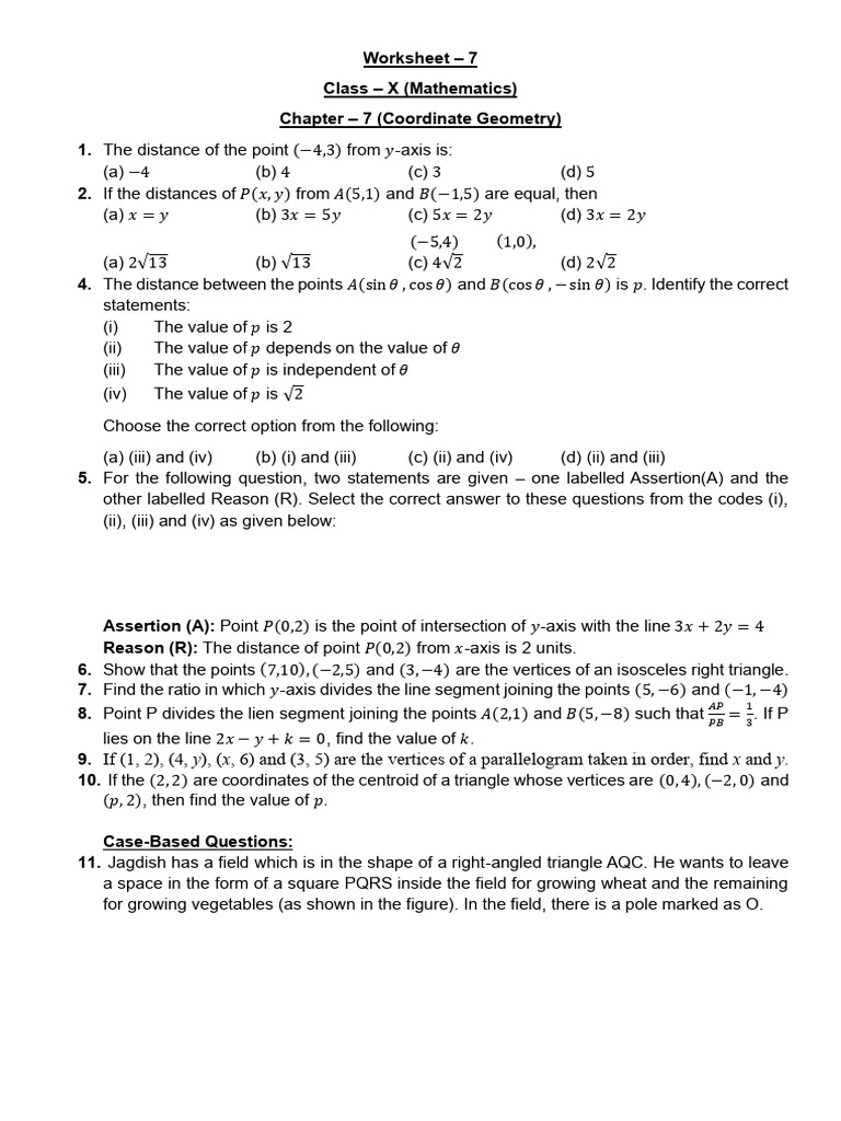 Chapter 7 (Coordinate Geometry) | PDF | Triangle | Elementary Geometry