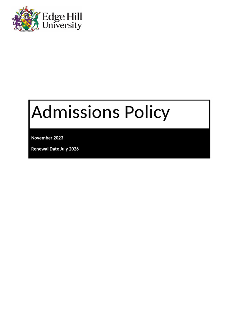 Edge Hill University Admissions Policy | PDF | University And College ...