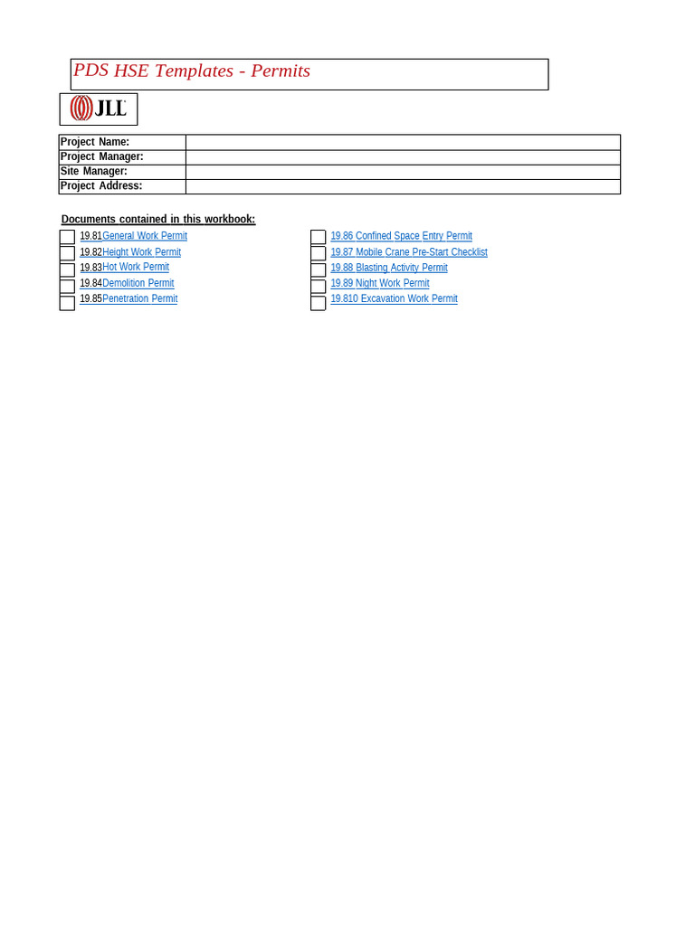 HSE Permit Templates for Construction Safety | PDF | Personal ...