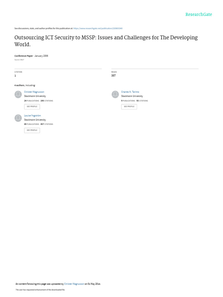 Outsourcing ICT Security To MSSP Issues and Challe | PDF | Computer ...