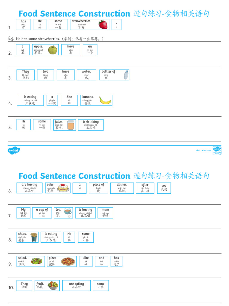 Ma C 1679516388 Food Sentence Construction Worksheet English Mandarin ...