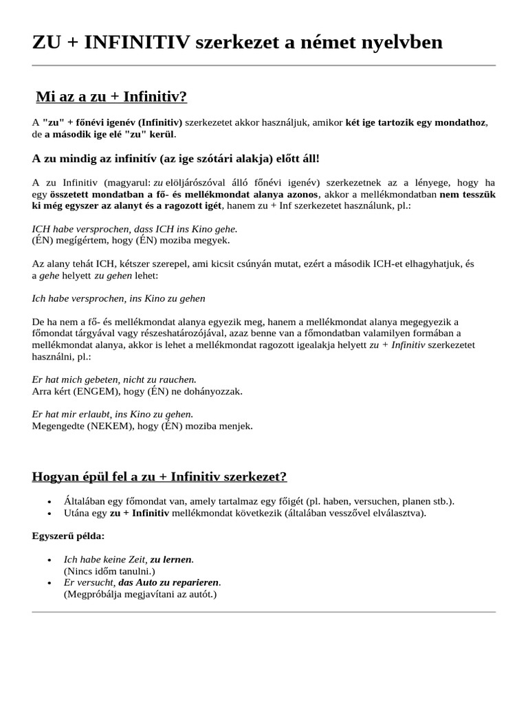 Zu + Infinitiv | PDF