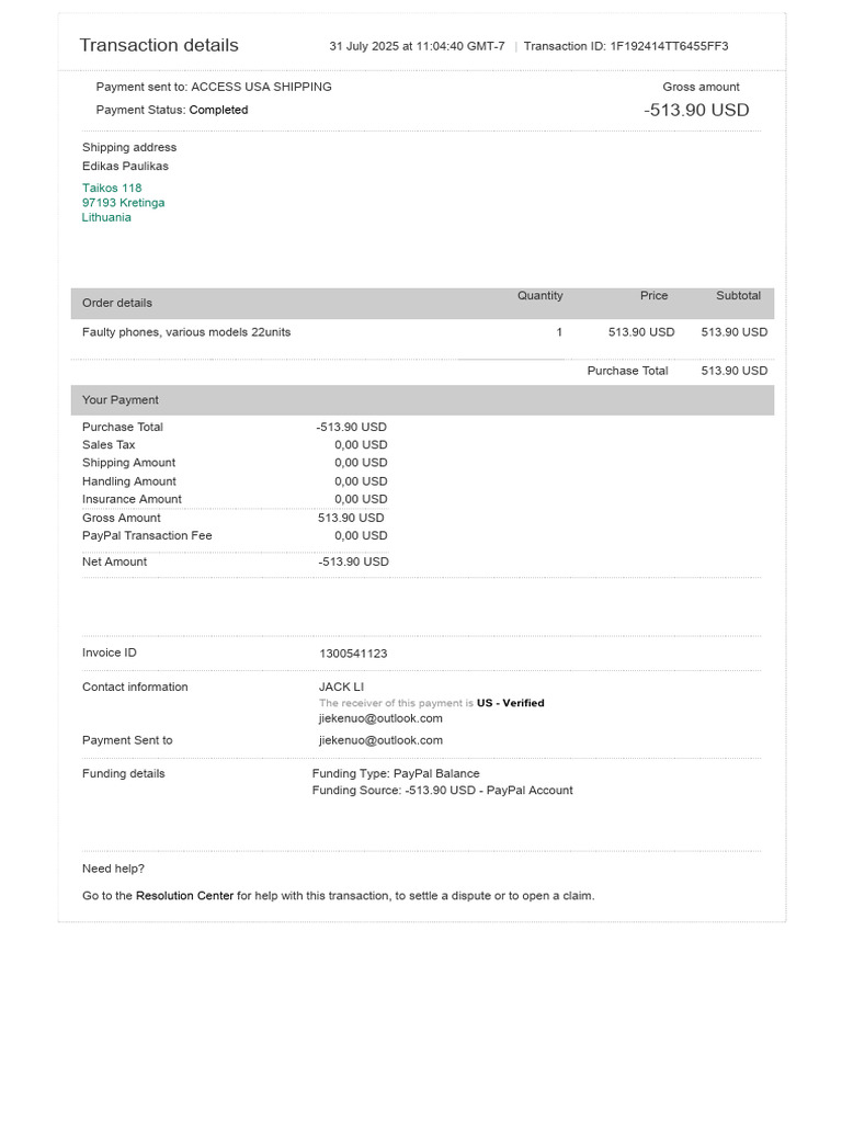 Transaction Details: Completed | PDF