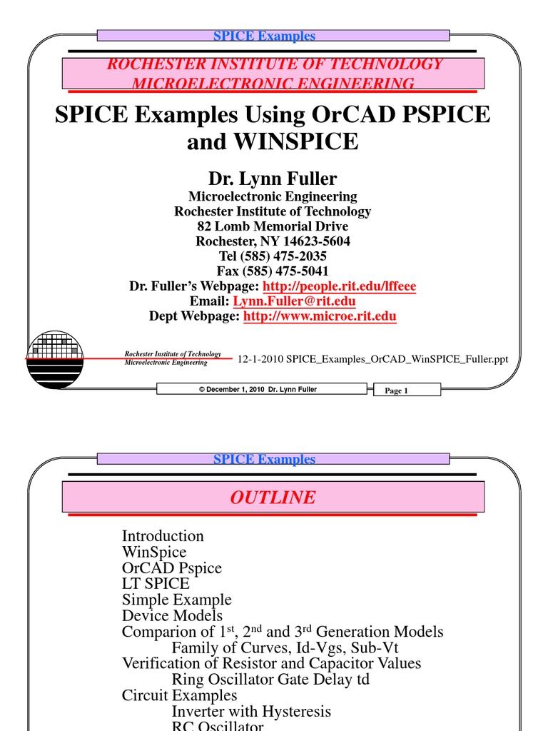 Spice Examples Orcad Winspice Fuller | PDF | Spice | Electrical Network