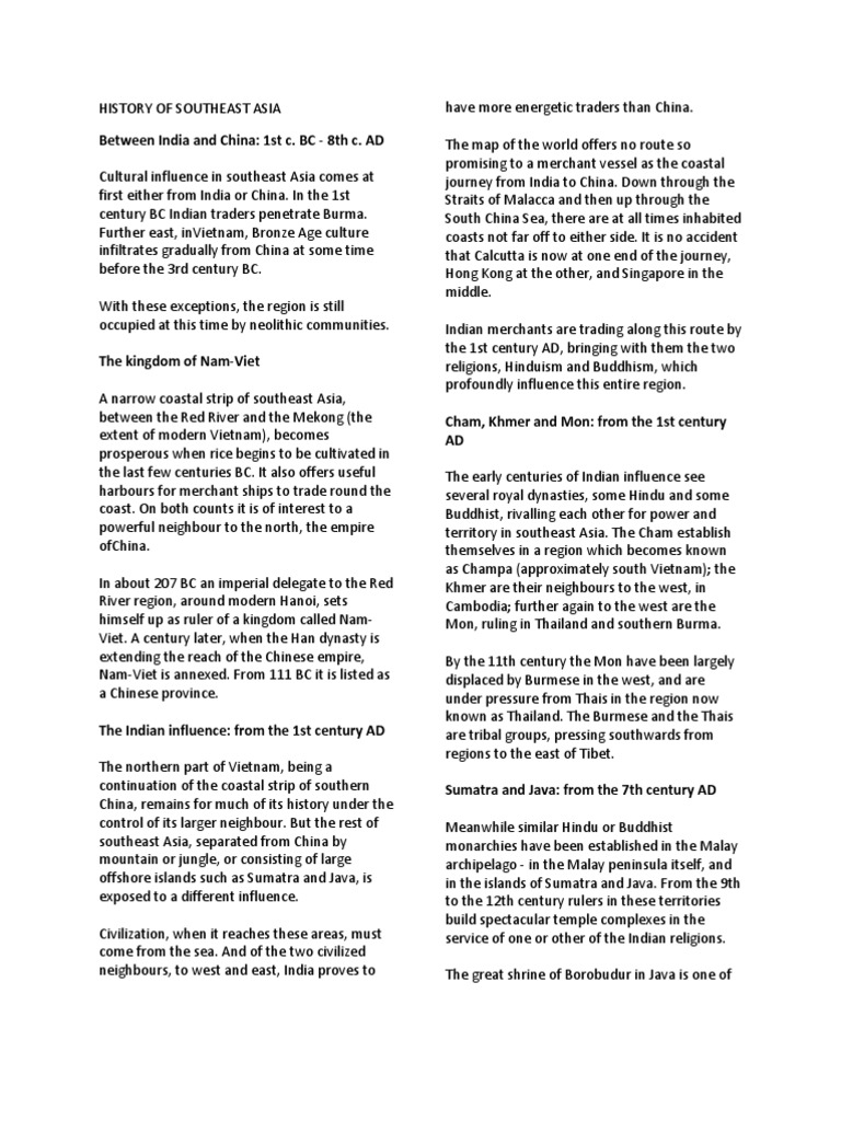 History of Southeast Asia | PDF | Southeast Asia | Thailand