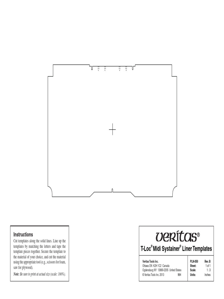 Template For T-Loc® Midi Systainer - Lee Valley Tools | PDF