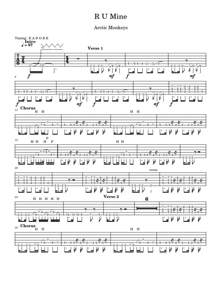 Arctic Monkeys - R U Mine Guitar Tabs | PDF | Songs