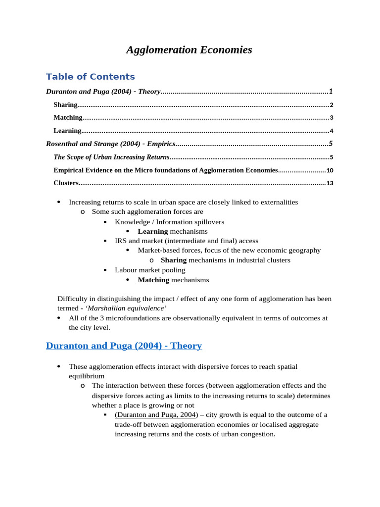 Agglomeration Economies | PDF | Urbanization | Labour Economics