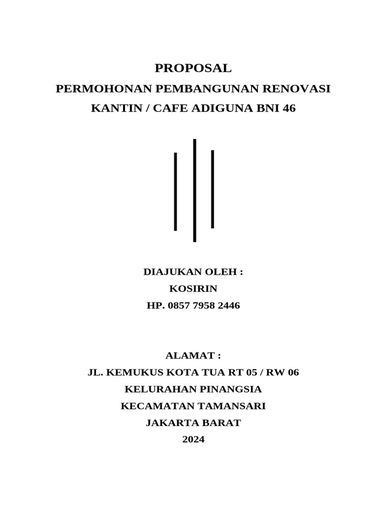 Proposal Kantin Adiguna Kotu | PDF