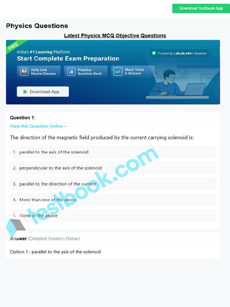 MCQ On Physics 5eea6a0c39140f30f369dfdb | PDF