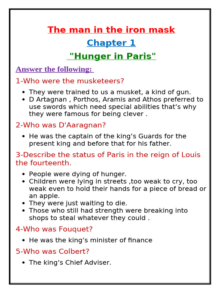 The Man in the Iron Mask: Paris' Struggles | PDF | Aramis