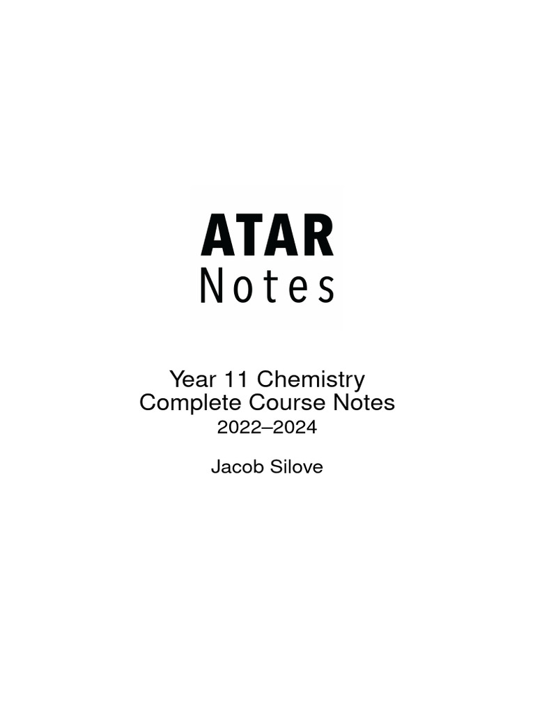 HSC Year 11 Chemistry Complete Course Notes (2022) - Year 11 Chemistry ...