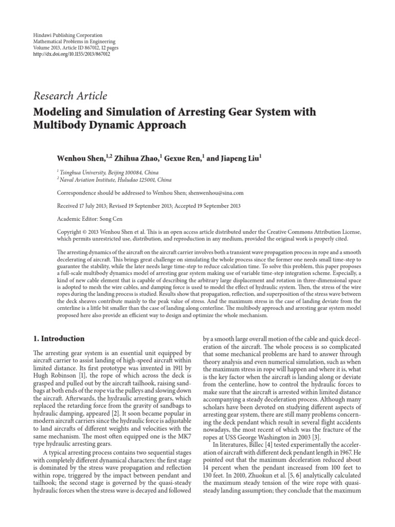 Modeling and Simulation of Arresting Gear System With Multibody Dynamic ...