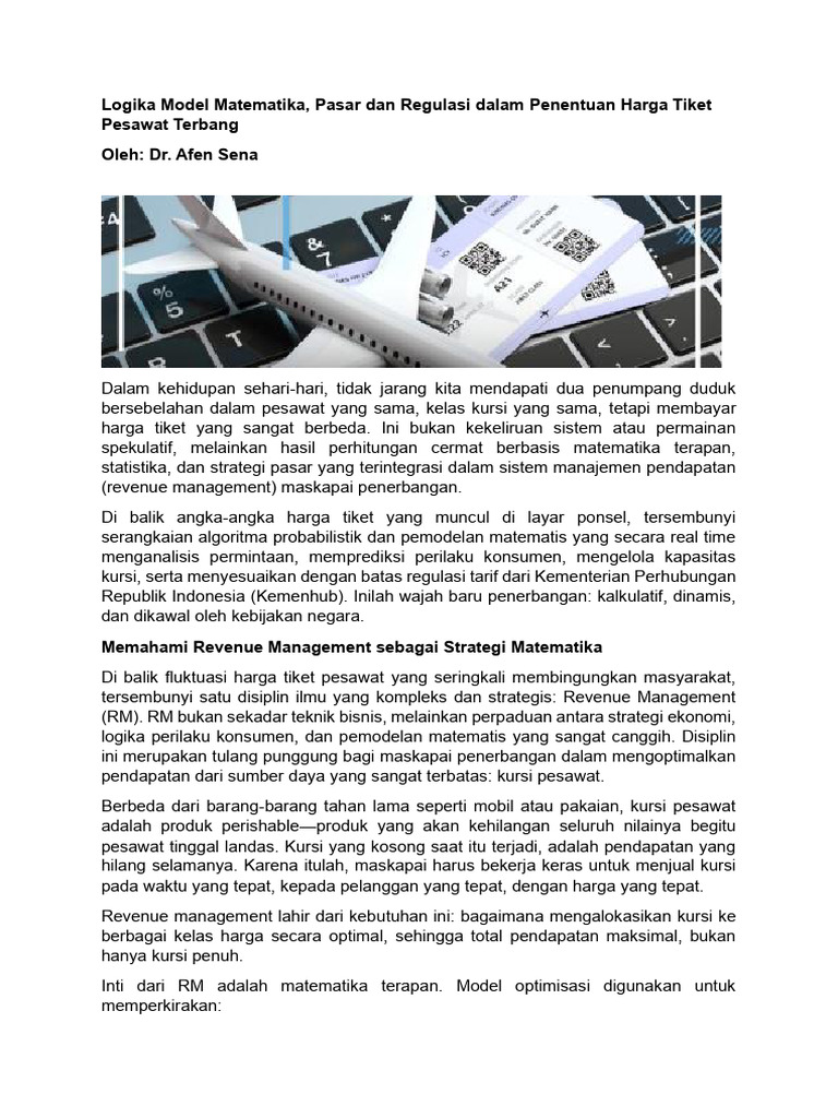Strategi Harga Tiket Pesawat Matematika | PDF
