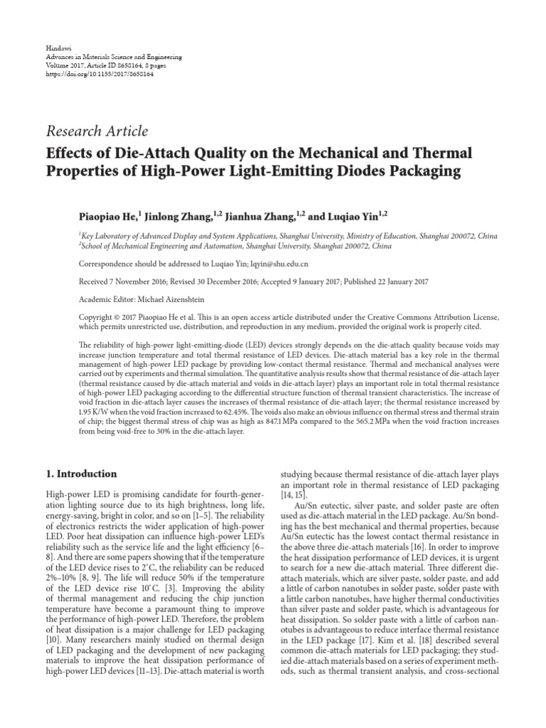 Effects of Die-Attach Quality On The Mechanical An | PDF | Light ...