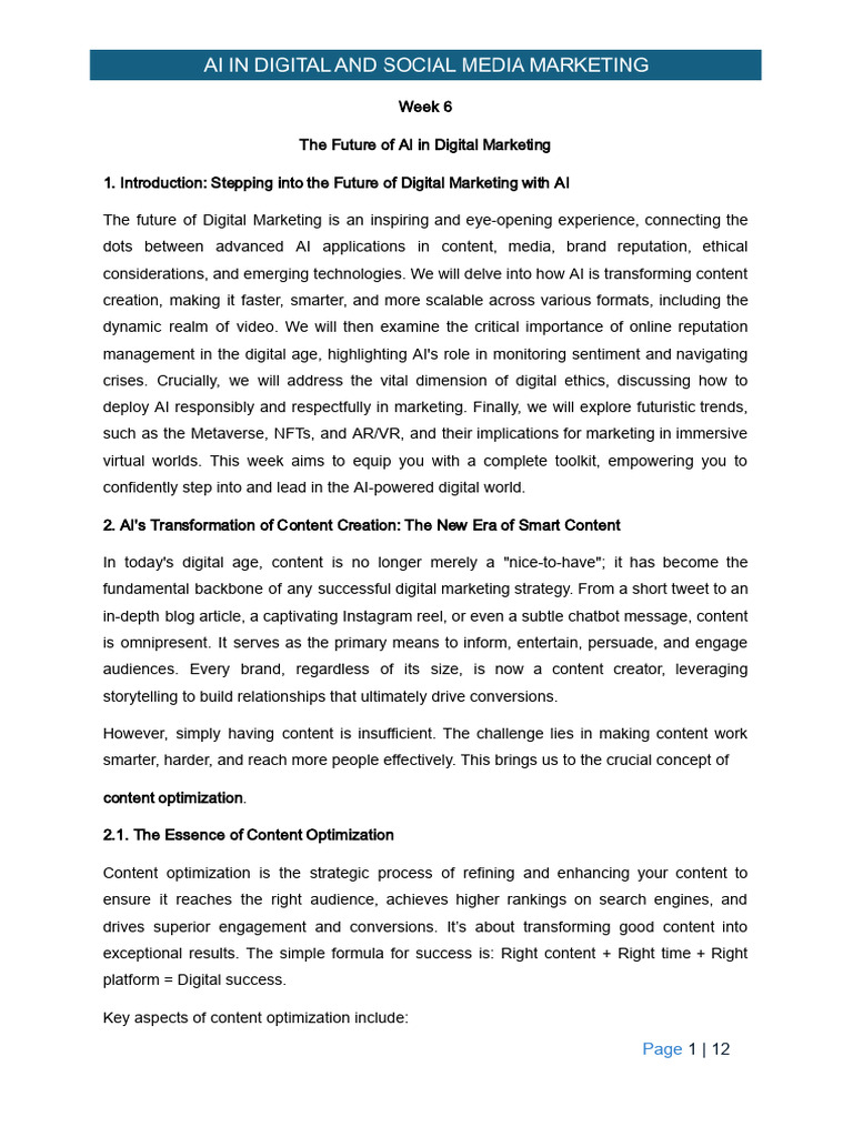 Week 6 AI DSMM Study Material | PDF | Search Engine Optimization ...