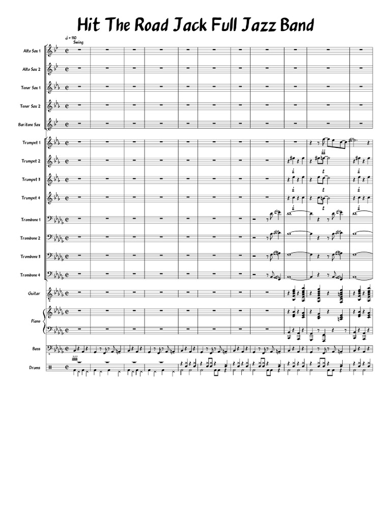 Hit The Road Jack Jazz Band Arrangement | PDF | Saxophone | American ...