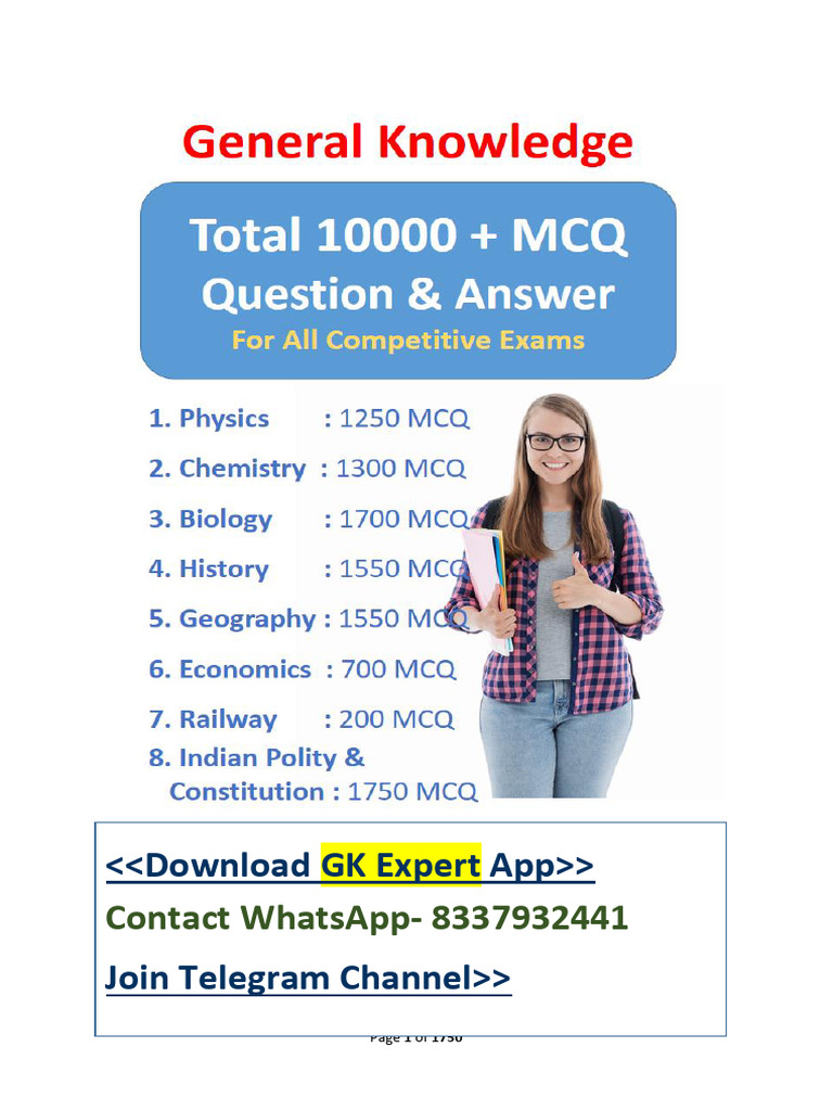 10,000+ GK MCQs with Explanations | PDF | Plasma (Physics ...