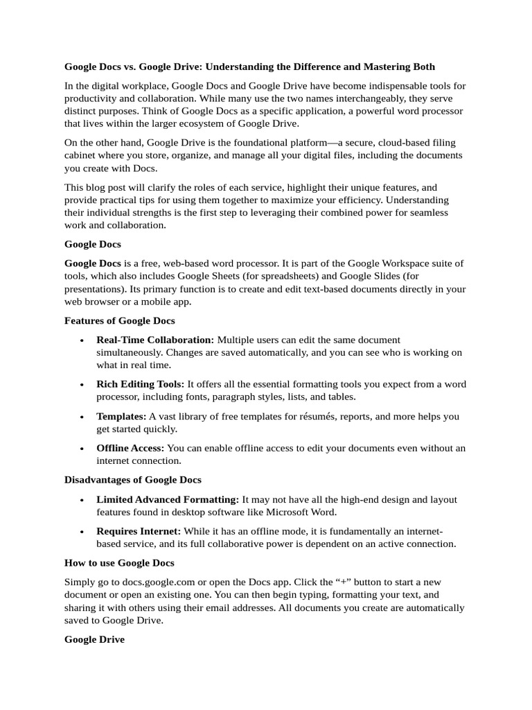 Google Docs Vs Google Drive | PDF | Computer File | System Software