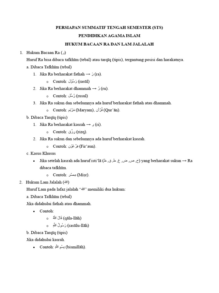 Persiapan UTS Pendidikan Agama Islam | PDF