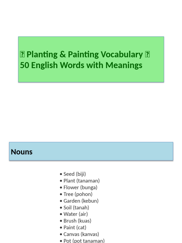 Planting Painting Vocabulary Desain | PDF