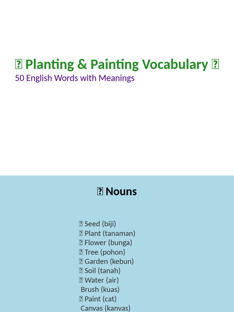 Planting Painting Vocabulary Premium | PDF
