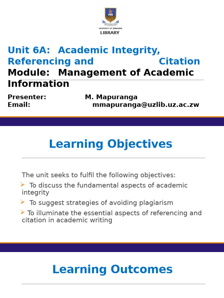 Unit 6A Academic Integrity Referencing and Citation | PDF | Plagiarism ...