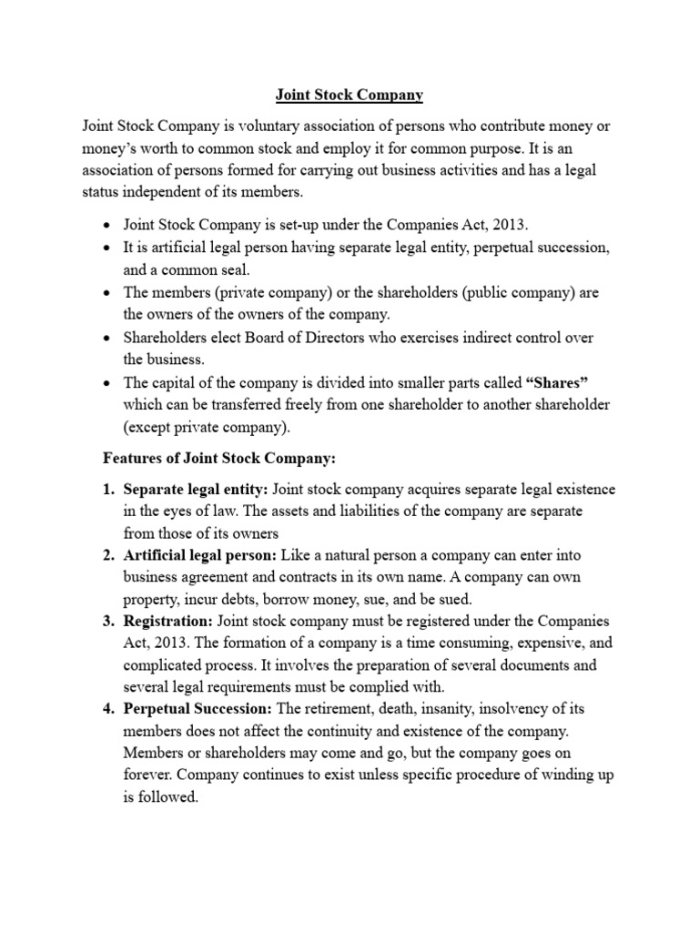 Understanding Joint Stock Companies | PDF | Joint Stock Company | Companies