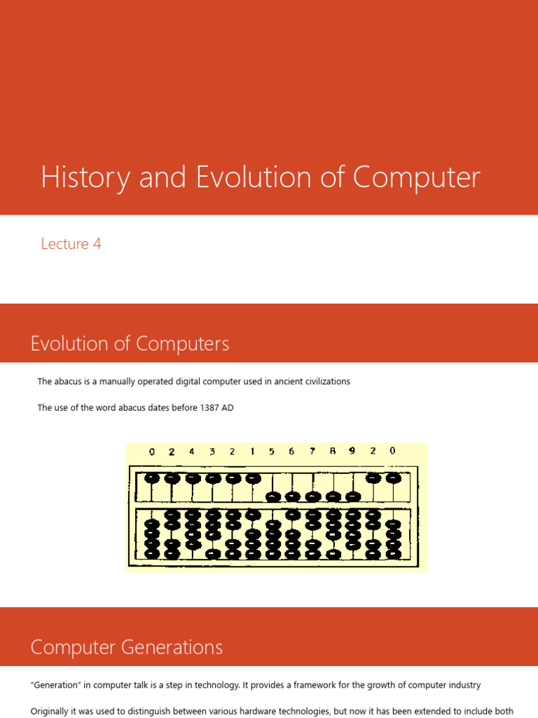 Lecture 4 History and Evolution of Computer | PDF