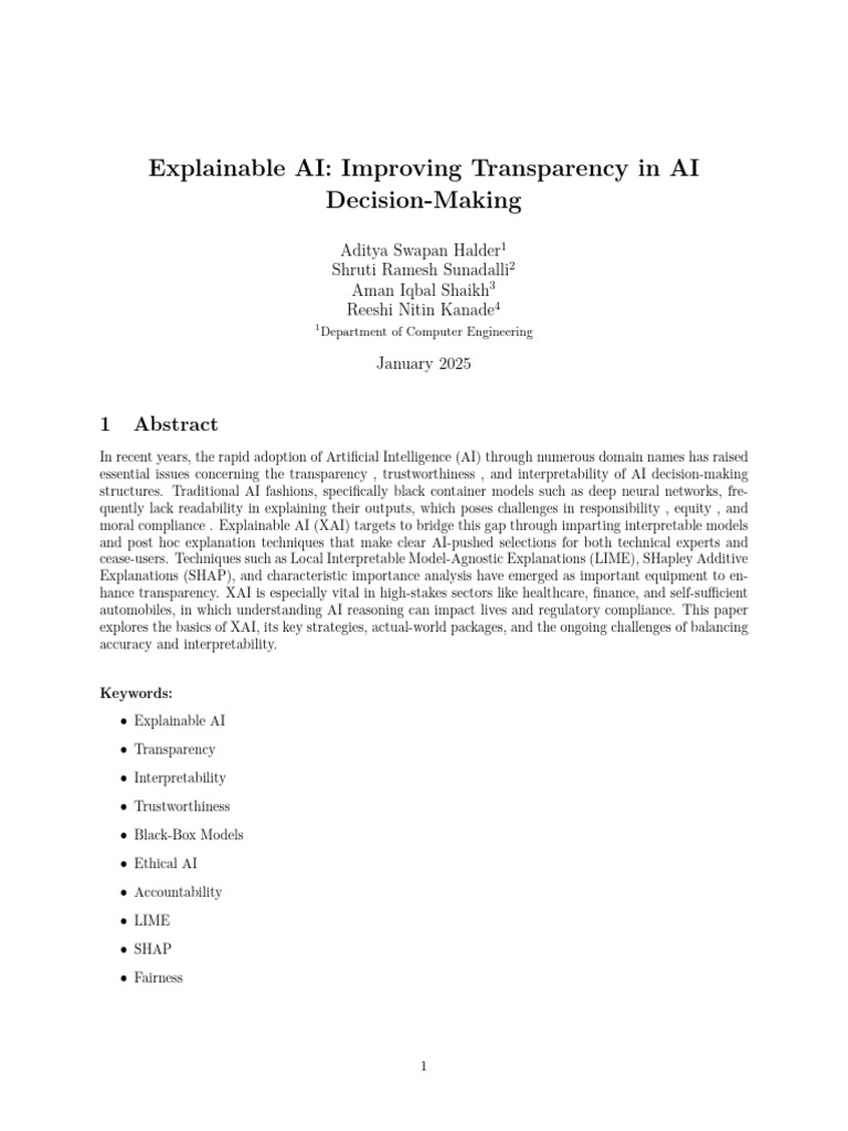 Explainable AI Improving Transparency in AI Decision Making | PDF ...