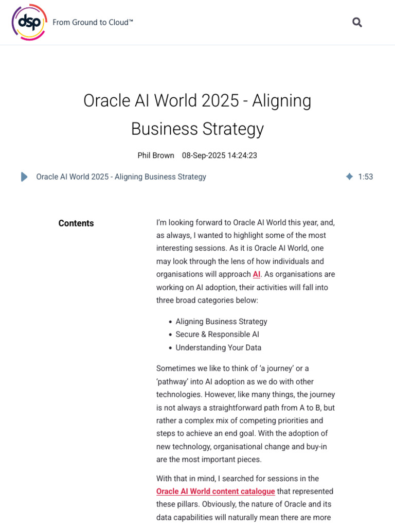 Oracle AI World 2025 Session Highlights | PDF | Artificial Intelligence ...