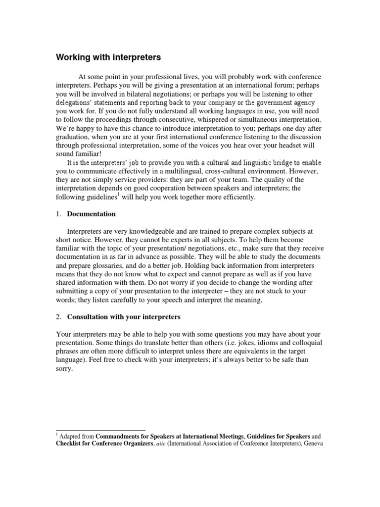 Working With Interpreters | PDF | Language Interpretation | Semiotics