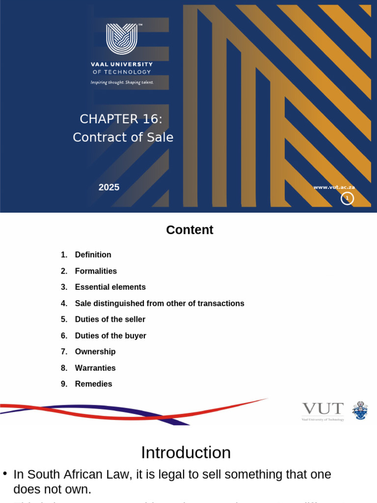 South African Contract of Sale Guide | PDF | Civil Law (Legal System ...