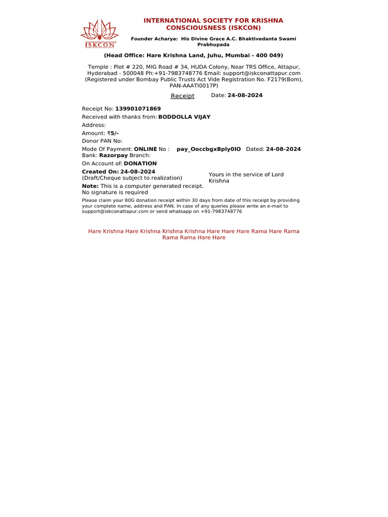 Reciept 71869 | PDF